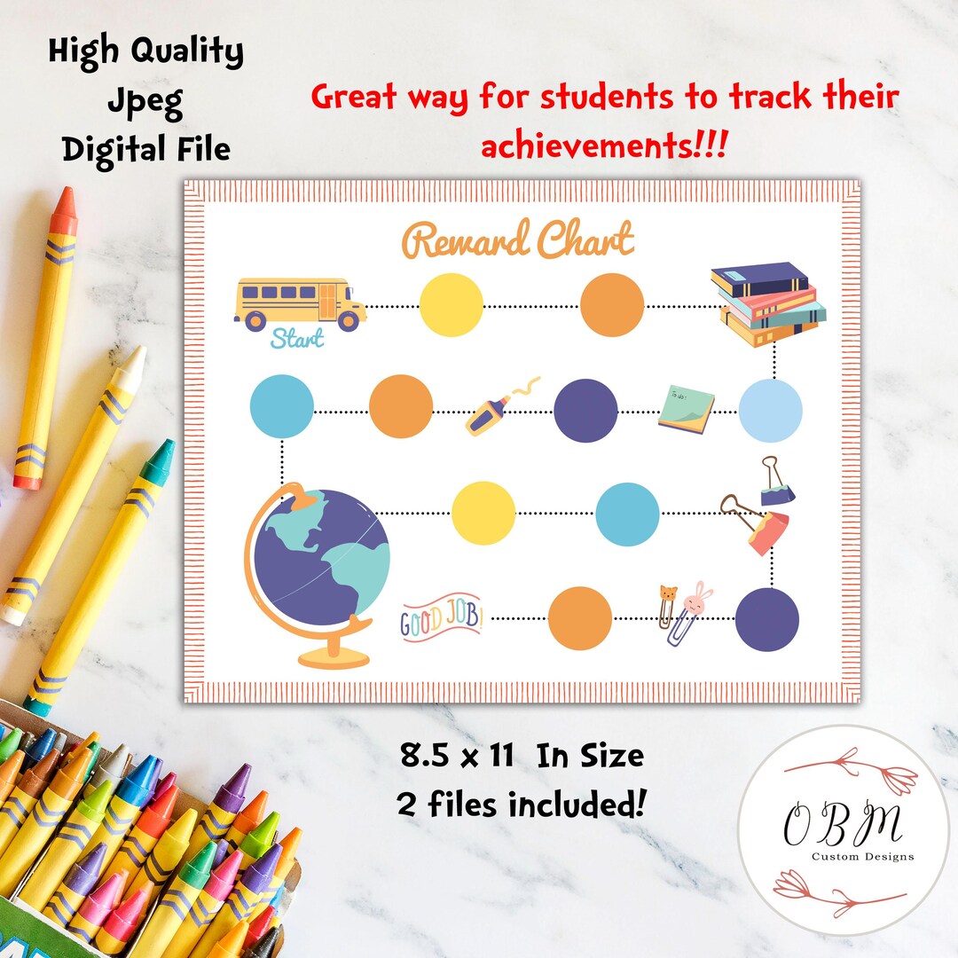 Back to School REWARD Charts for Students Children's Chart for Tracking ...