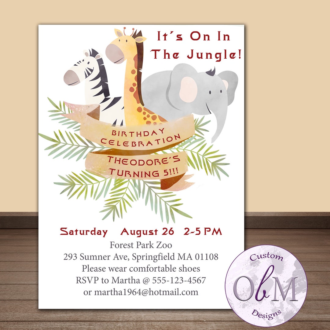 Elephant Giraffe Zebra jungle Safari Animals Themed Birthday Party ...