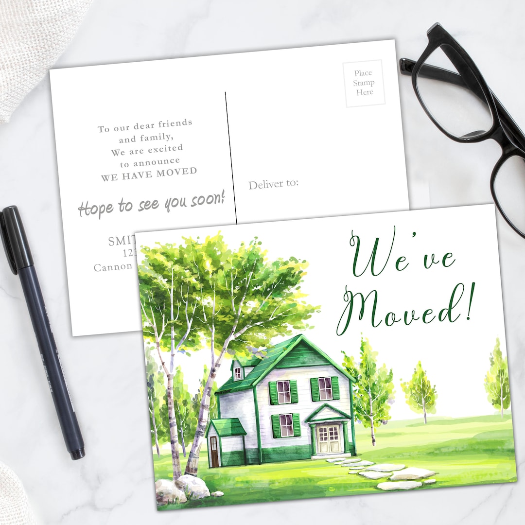 Watercolor New Home Address Post Cards Moved to New Home - Etsy