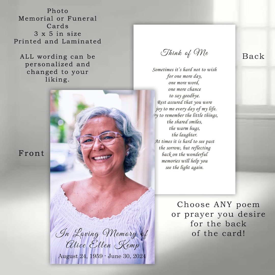 Personalized Memorial Celebration of Life Photo Cards: Printed and ...
