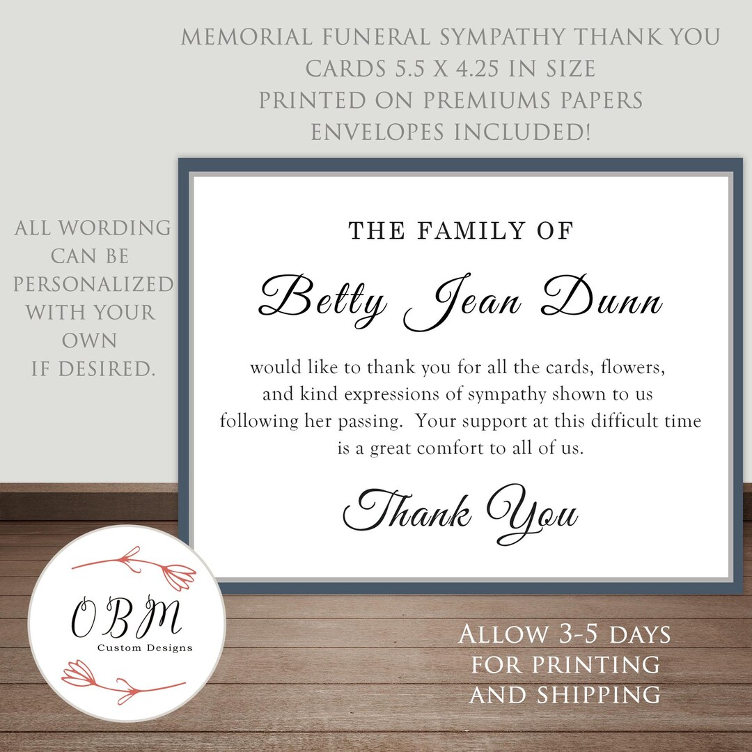 Sympathy Notes for Funerals and Memorials Celebration of Life Guest ...