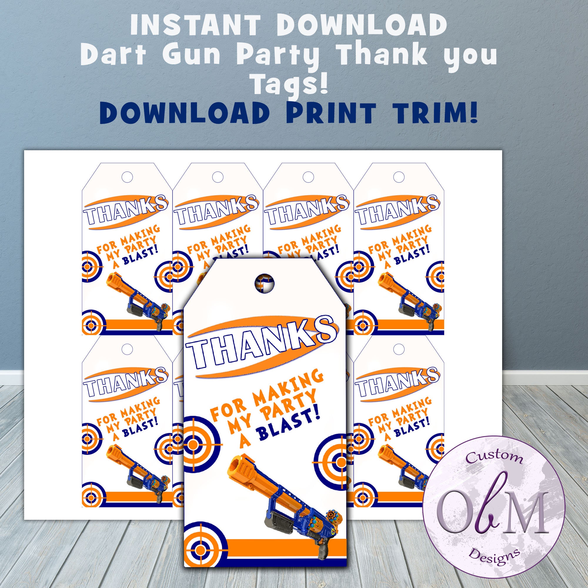 Printable Dart Gun Thank You Gift Tag Thank You Tag for Dart - Etsy