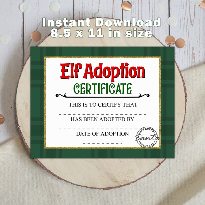 Elf Adoption Certificates Christmas Elf Adoption Paper - Etsy