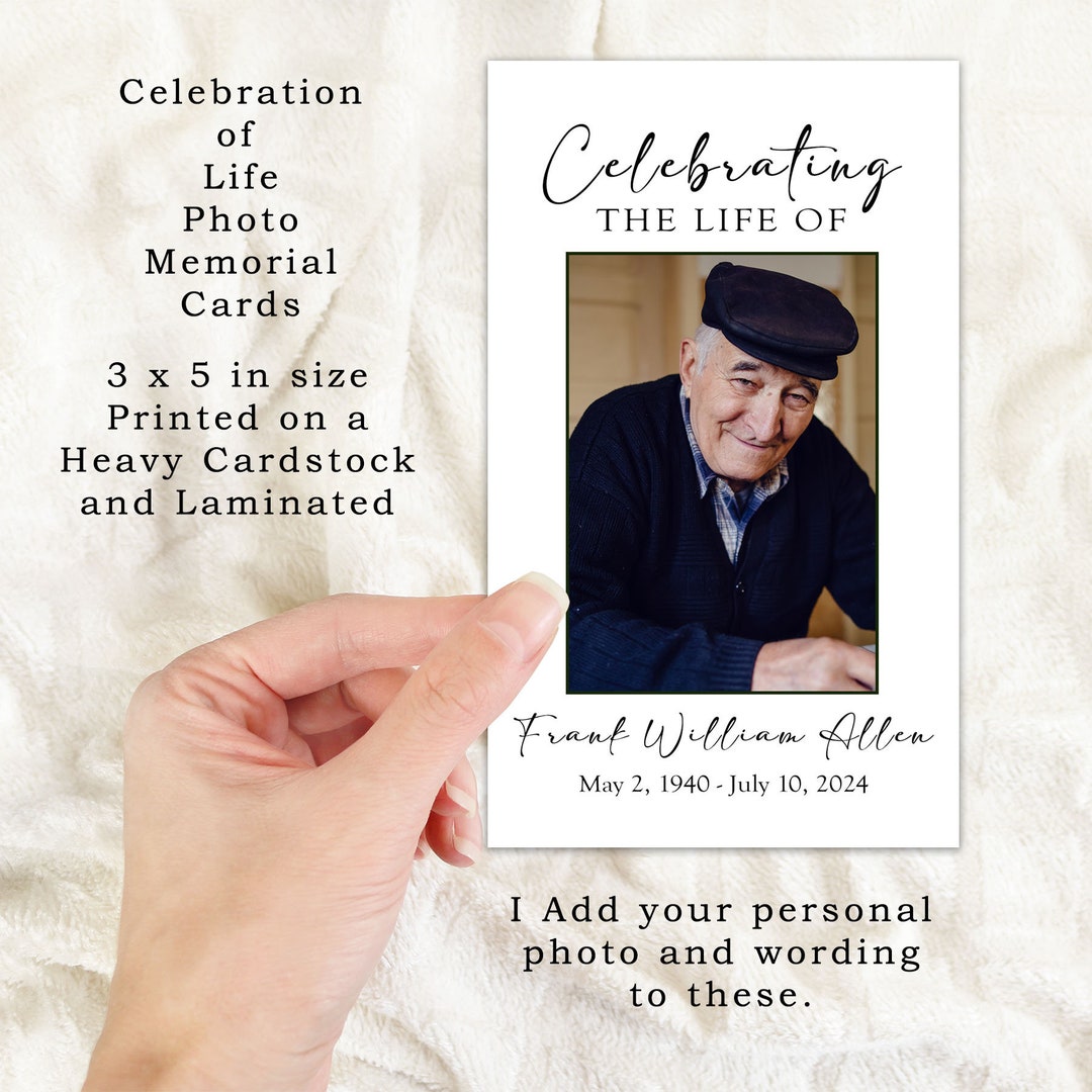 Masculine Photo Memorial Funeral Celebration of Life Poem or Prayer ...