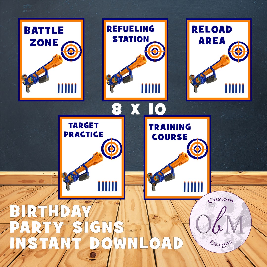 Dart Gun Laser Tag Themed Air Soft Birthday Party Decoration Signs ...