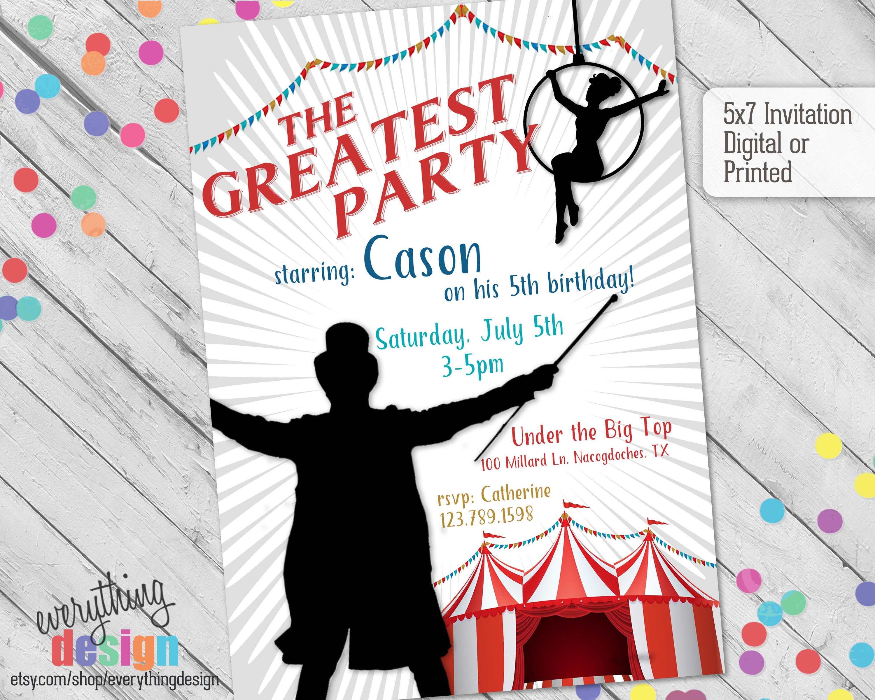 Greatest Showman Invitation | Circus Invitation | Birthday Party ...