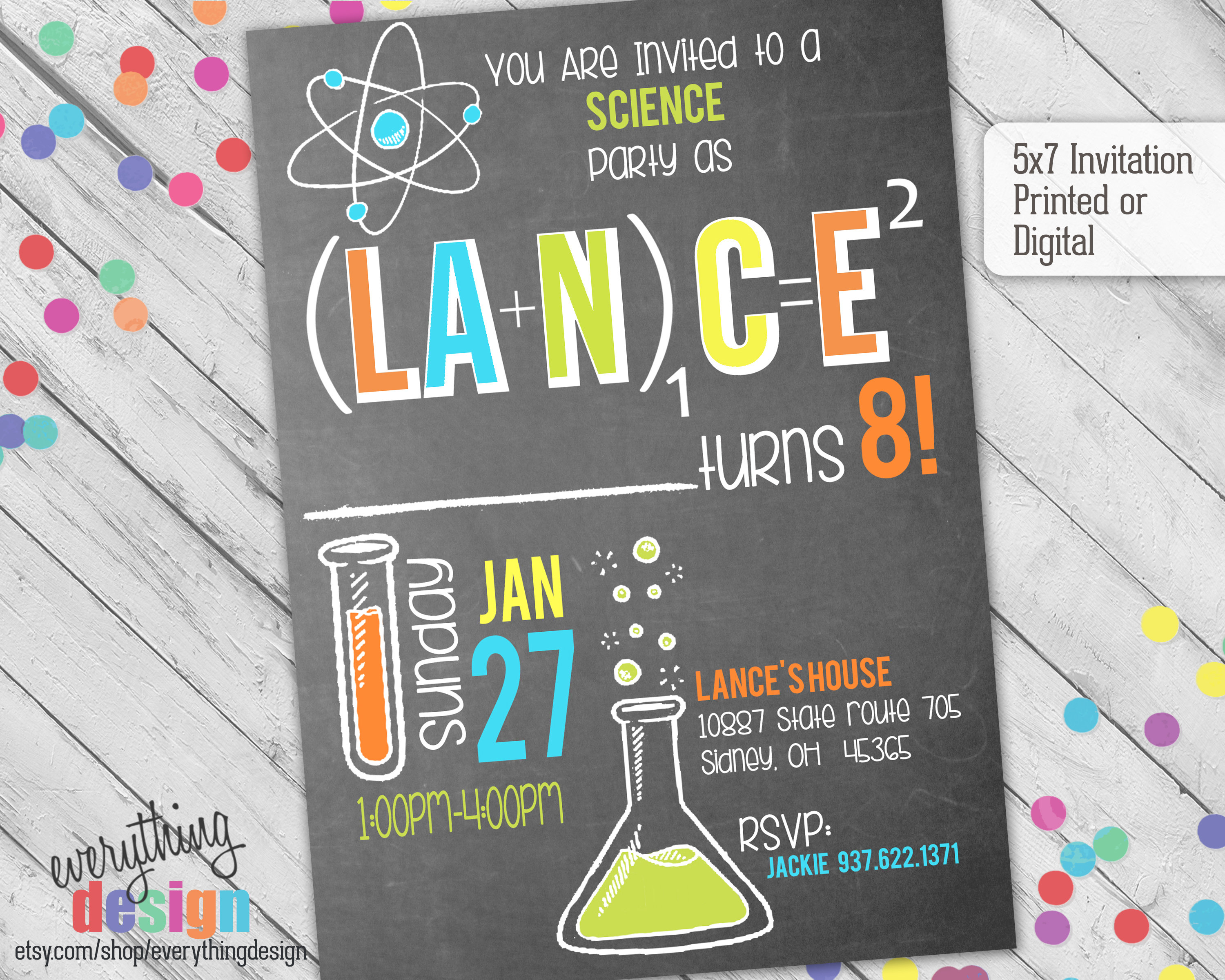 Science Invitation | Birthday Party | Shower | Digital | Custom ...