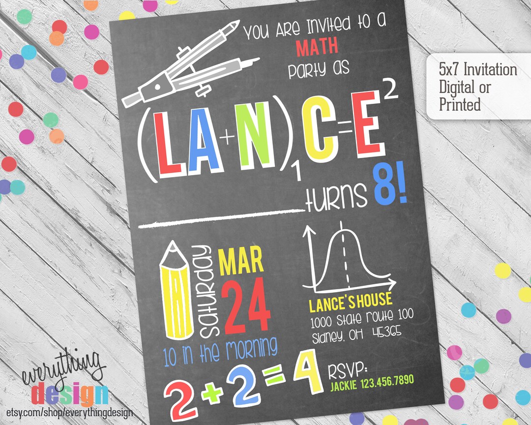 Math Invitation | Coding Invitation | Birthday Party | Shower | Digital ...