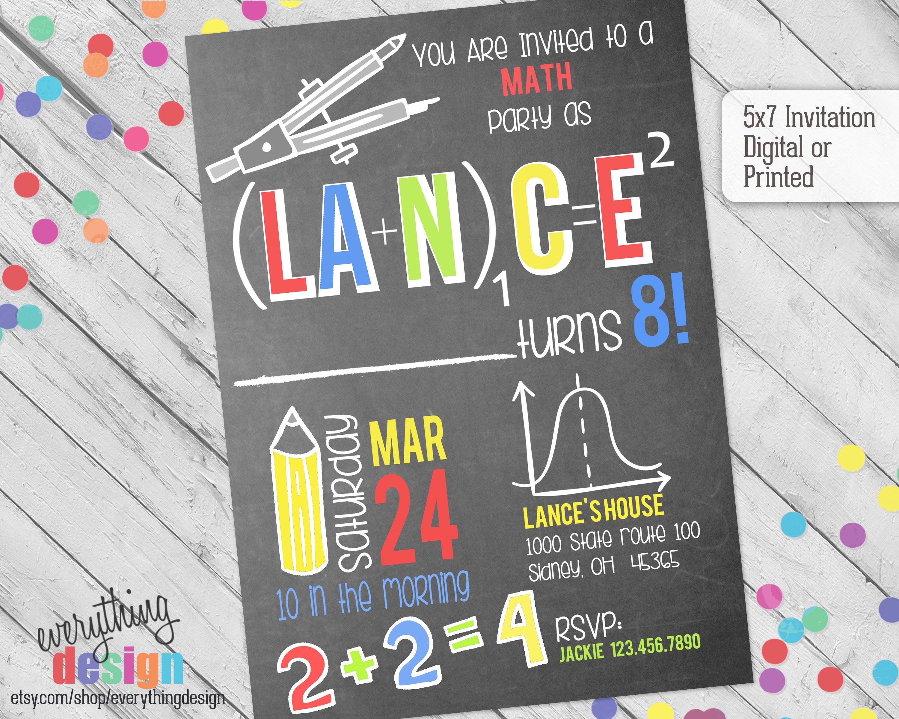 Math Invitation | Coding Invitation | Birthday Party | Shower | Digital ...