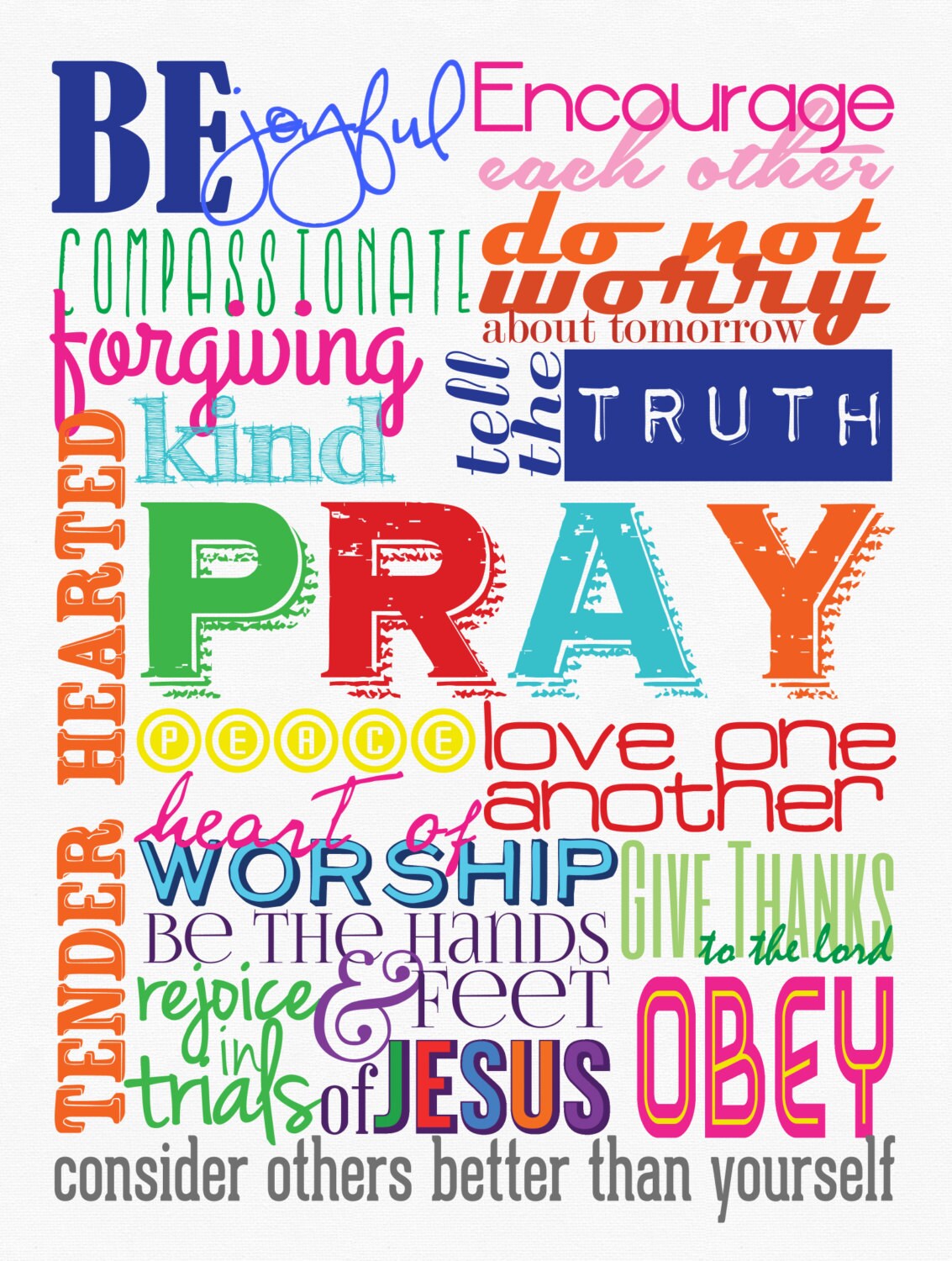Colorful Christian Family Rules Poster, 18"x24"- 3 Color Options, Brown ...