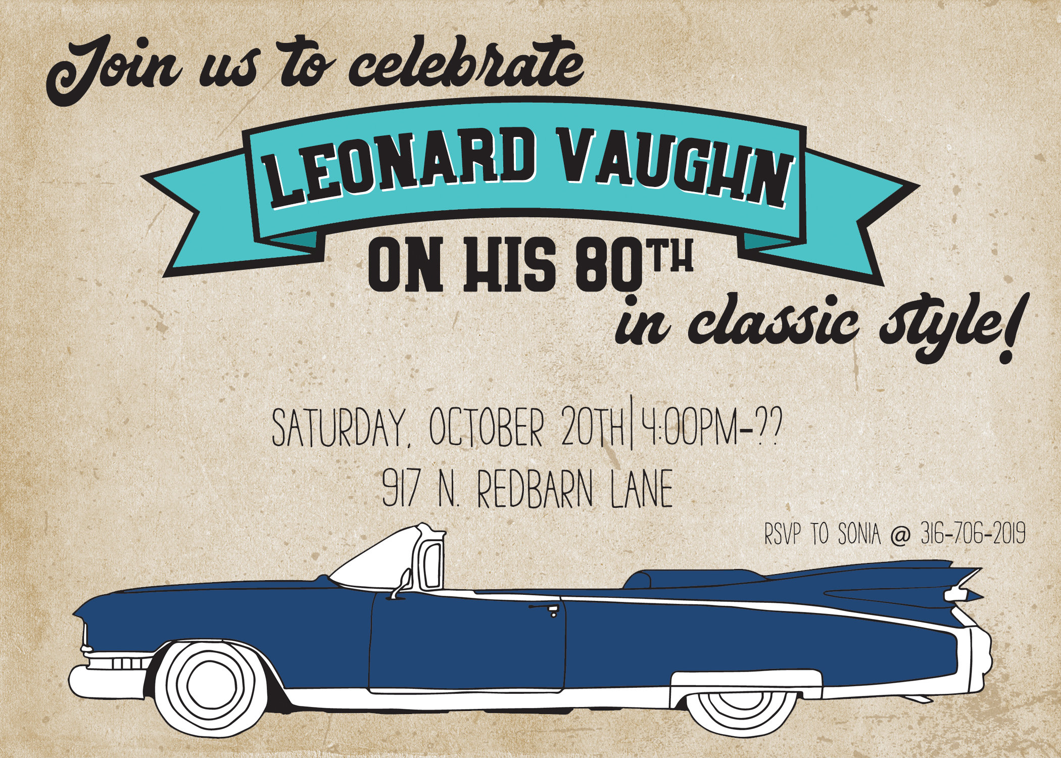 Classic Car Invitation | Birthday Party | Shower | Digital | Custom - Etsy