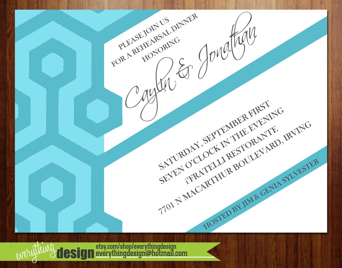 Modern Hexagon Invitation Wedding Invitations Rehearsal Dinner ...