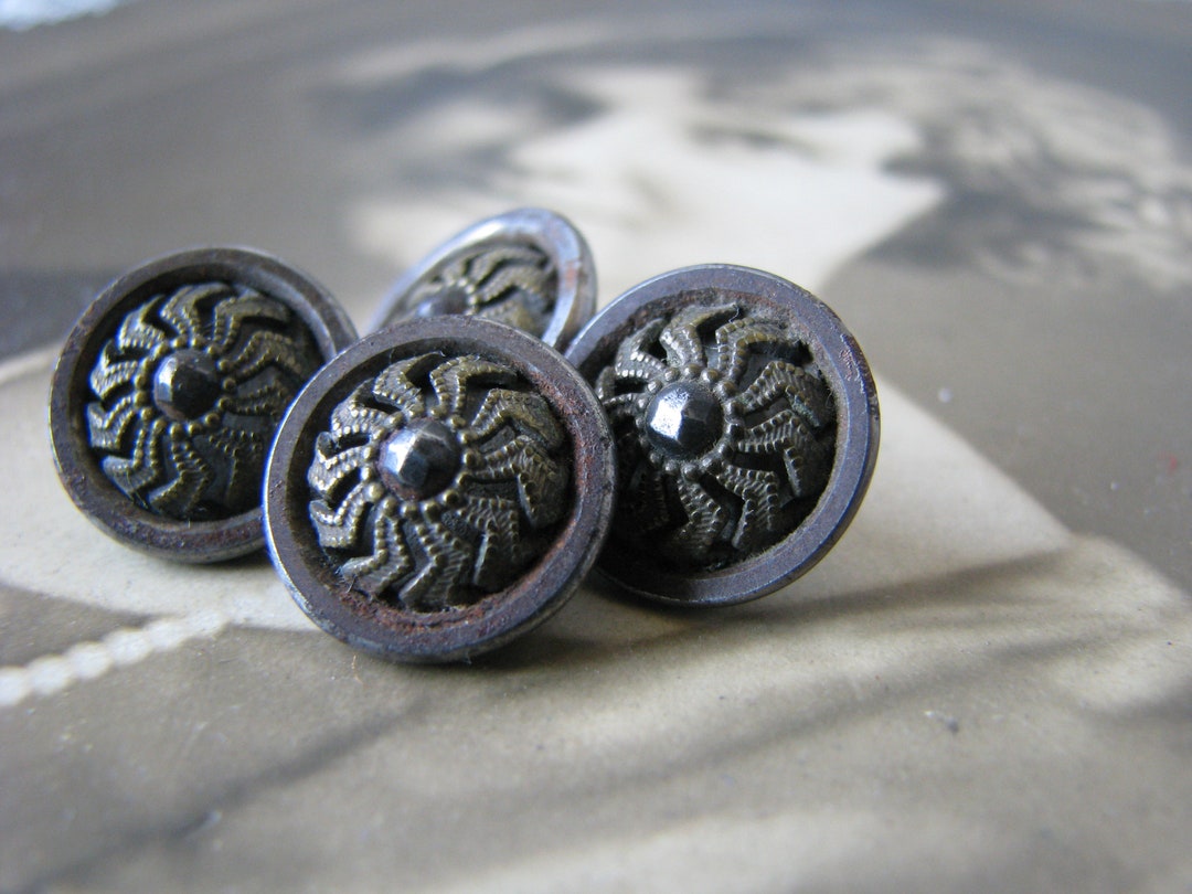 Antique Cut Steel Buttons, Victorian Cut Steel Buttons, Ornate Cut ...