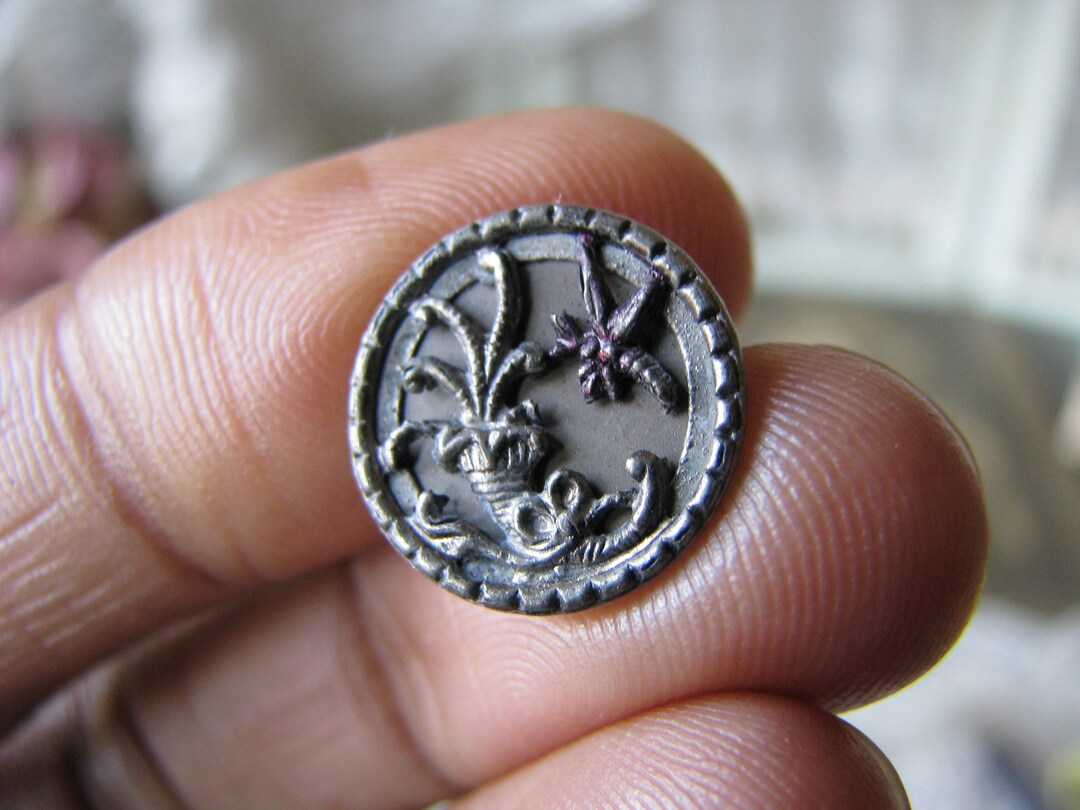 Antique Tin Button, Victorian Picture Button, Antique Picture Button ...