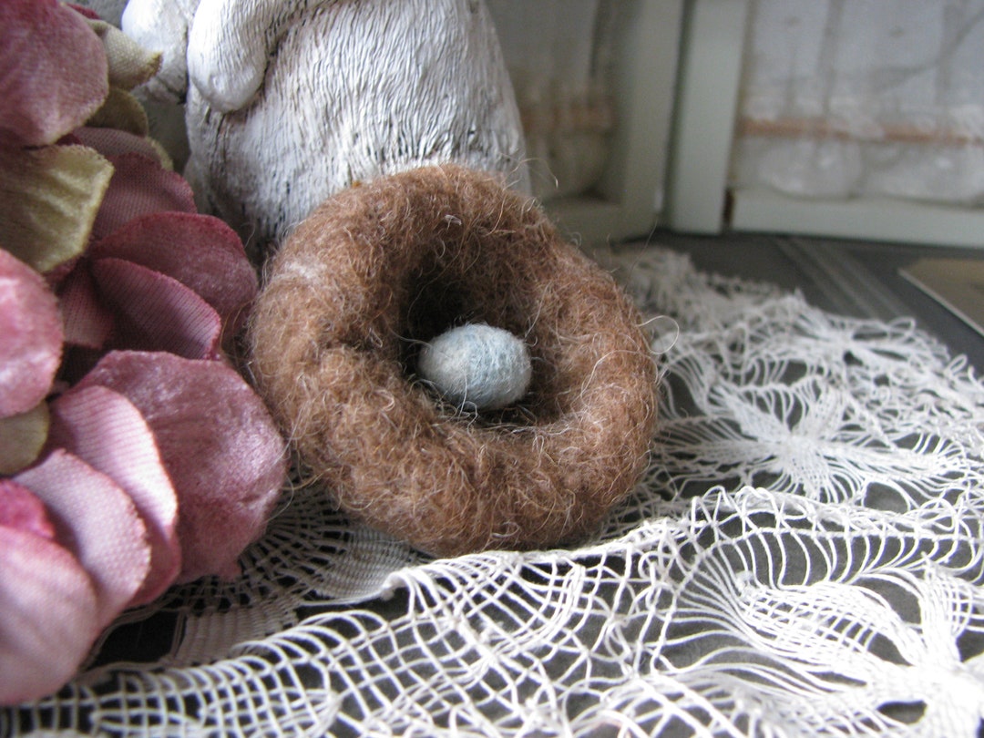 Hand Felted Wool Nest With Egg, Miniature Bird Nest Art - Etsy