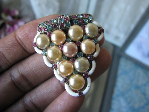 Art Deco Dress Clips, Colored Paste Dress Clips, Glas… - Gem