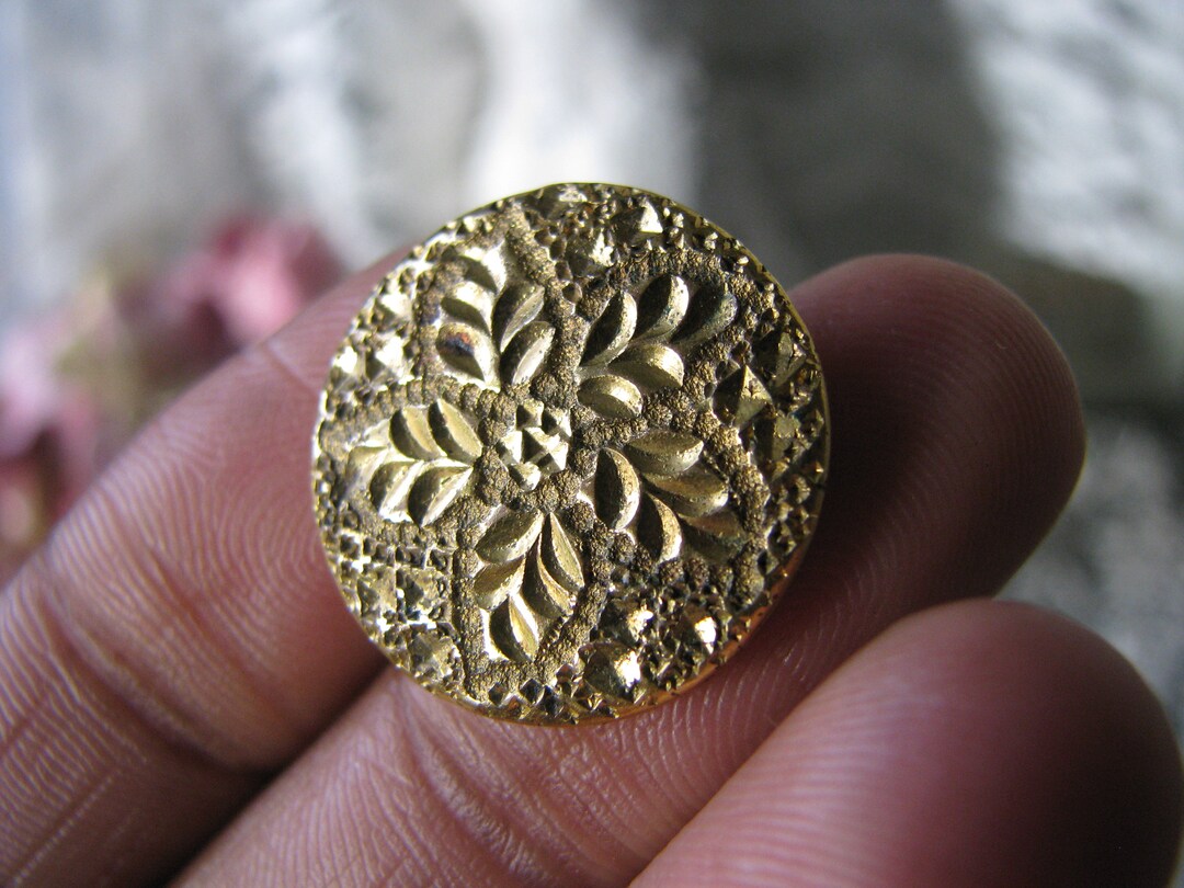 Antique Victorian Gold Gilt Floral Button, Chased Brass - Etsy