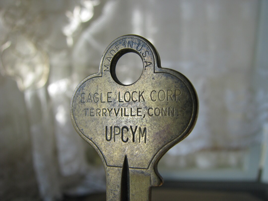 Antique Flat Key, Eagle Lock Co., Flat Brass Key, Antique Pin Tumbler ...