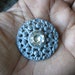 Antique Pewter Openwork Button, Clear Paste Stone, 1930s Coat Fastener ...