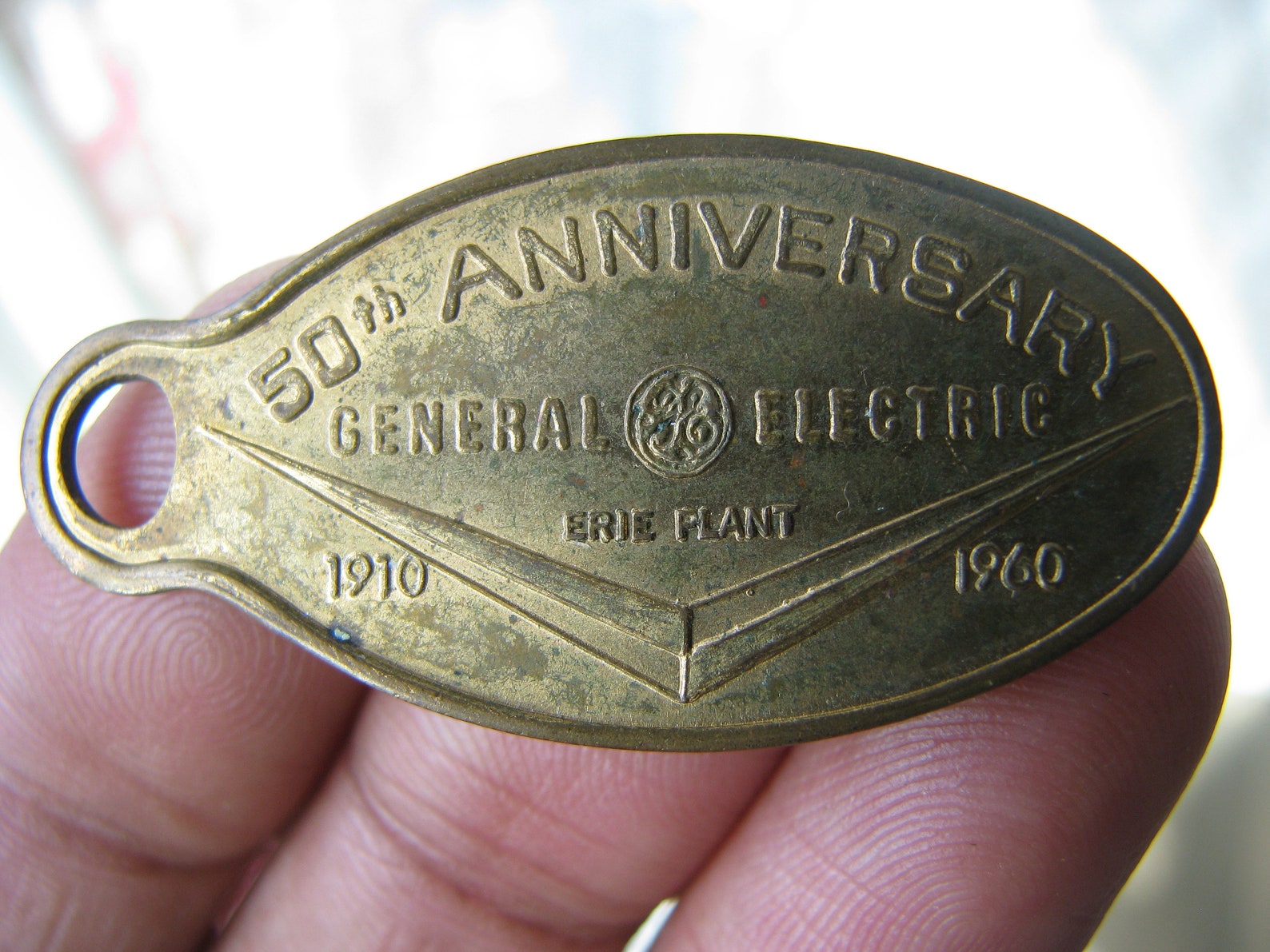 Vintage Key Fob, General Electric Key Fob, Commemorative Key Fob, Brass ...