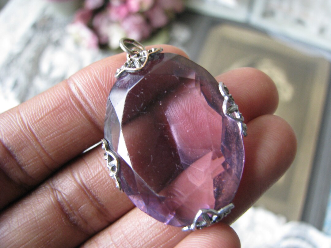 Art Deco Paste Pendant, Antique Paste Pendant, Purple Paste Pendant ...