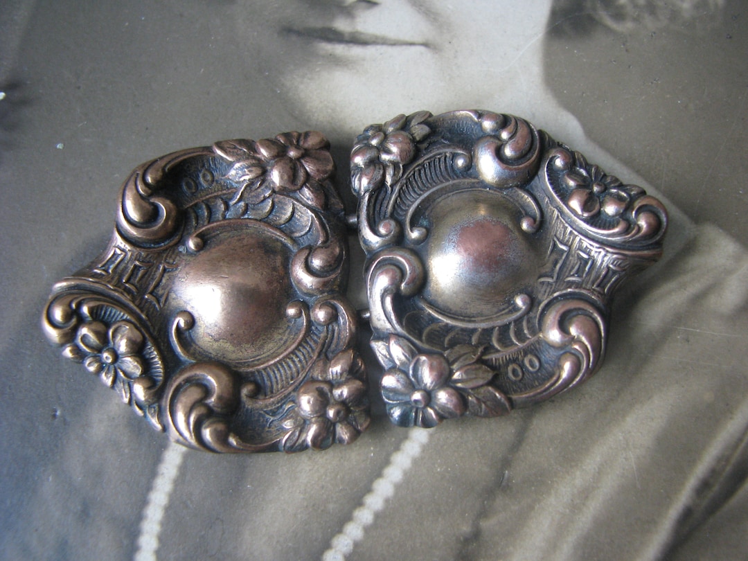 Antique Belt Buckle, Victorian Dress Buckle, Antique Repousse Buckle ...