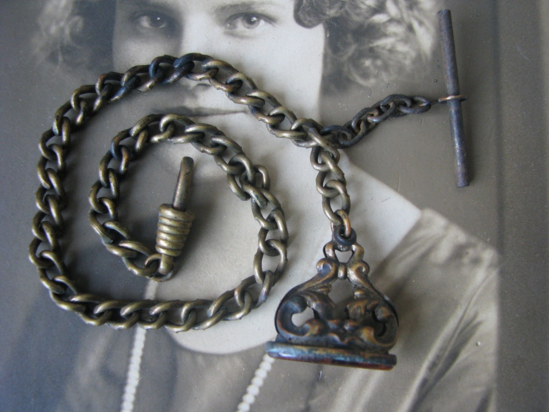 Victorian Gold Filled Pocket Watch Chain, Cameo Fob, Seal - Etsy