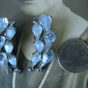 Vintage Kramer Earrings, Kramer Rhinestone Earrings, Blue Rhinestone ...