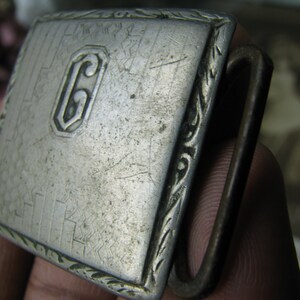 Initial Belt Buckle, Antique Belt Buckle, Nickel Silver Belt Buckle ...