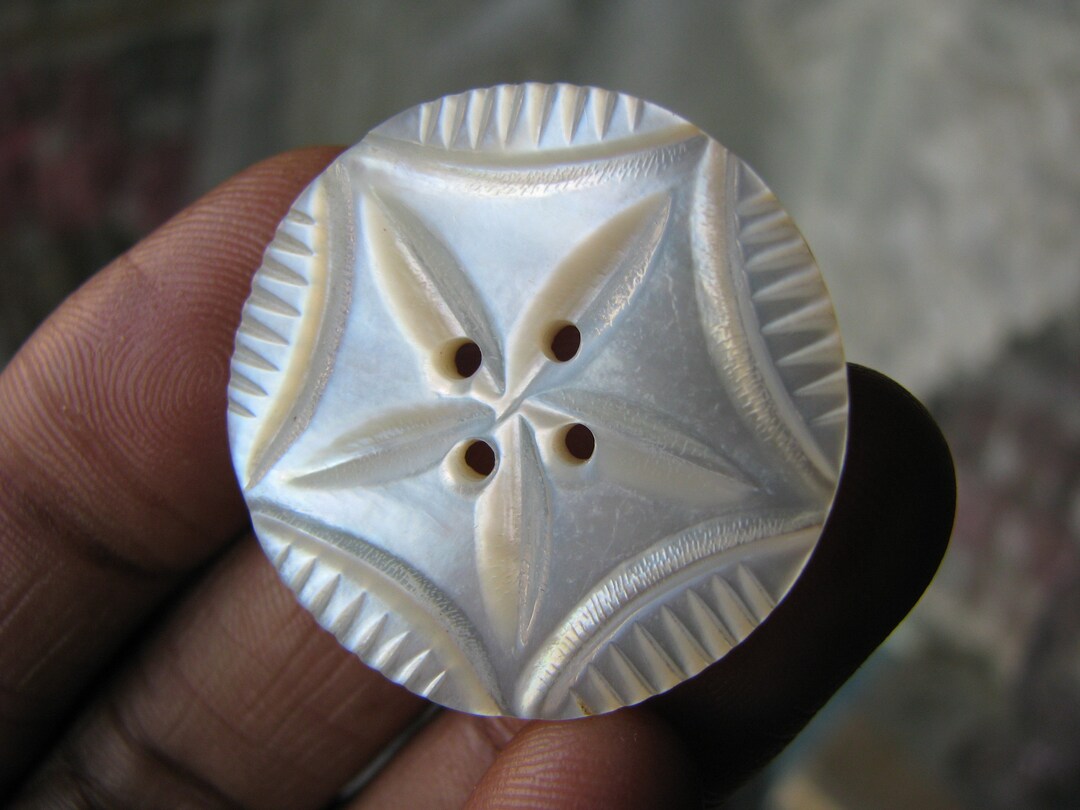 Antique Carved Shell Button, Antique Mother of Pearl Button, Mother of ...