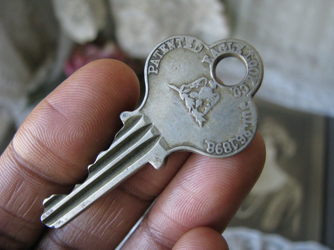 Antique Brass Key Eagle Lock Co. Flat Brass Key Antique Pin - Etsy