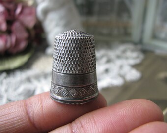Antique Silver Thimble, Sterling Thimble, Antique Sewing Notions, Old ...