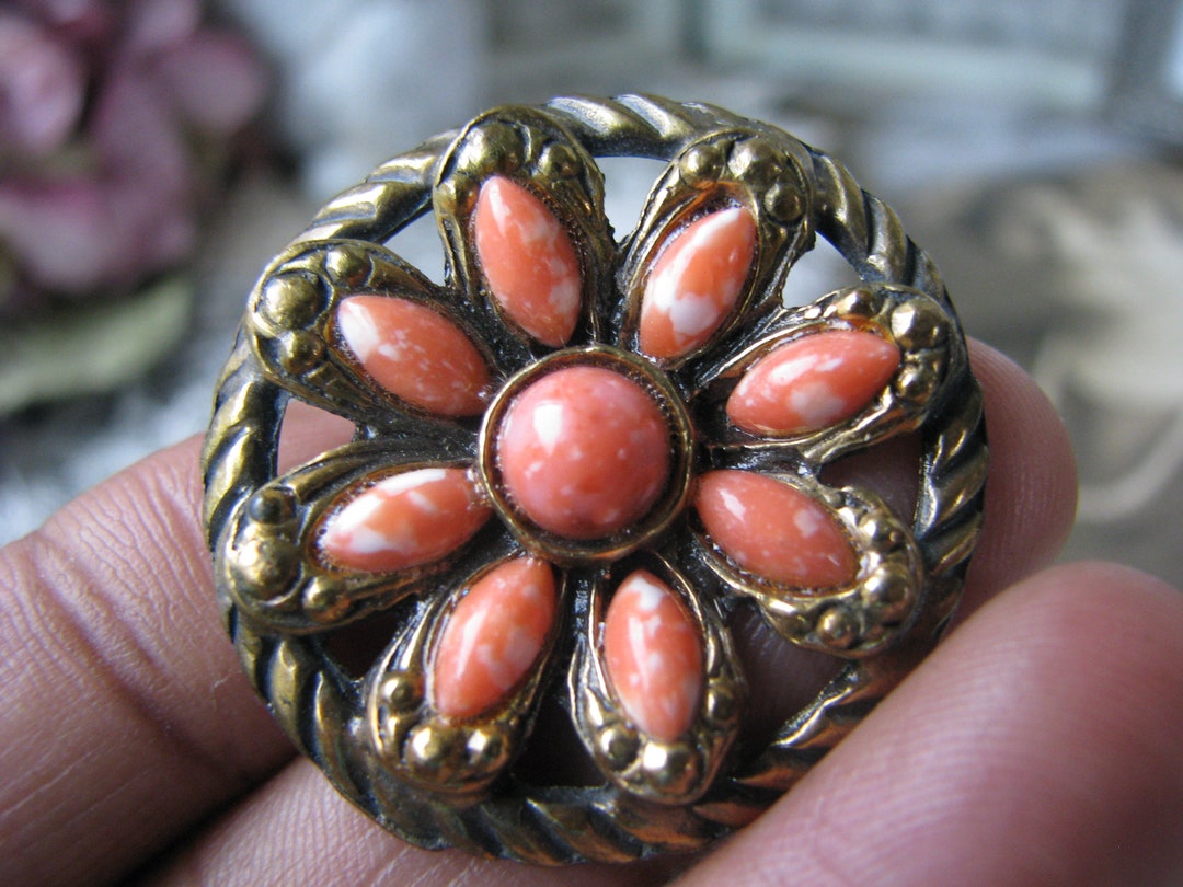 Vintage Flower Button, Vintage Caot Button, Large Coat Button ...