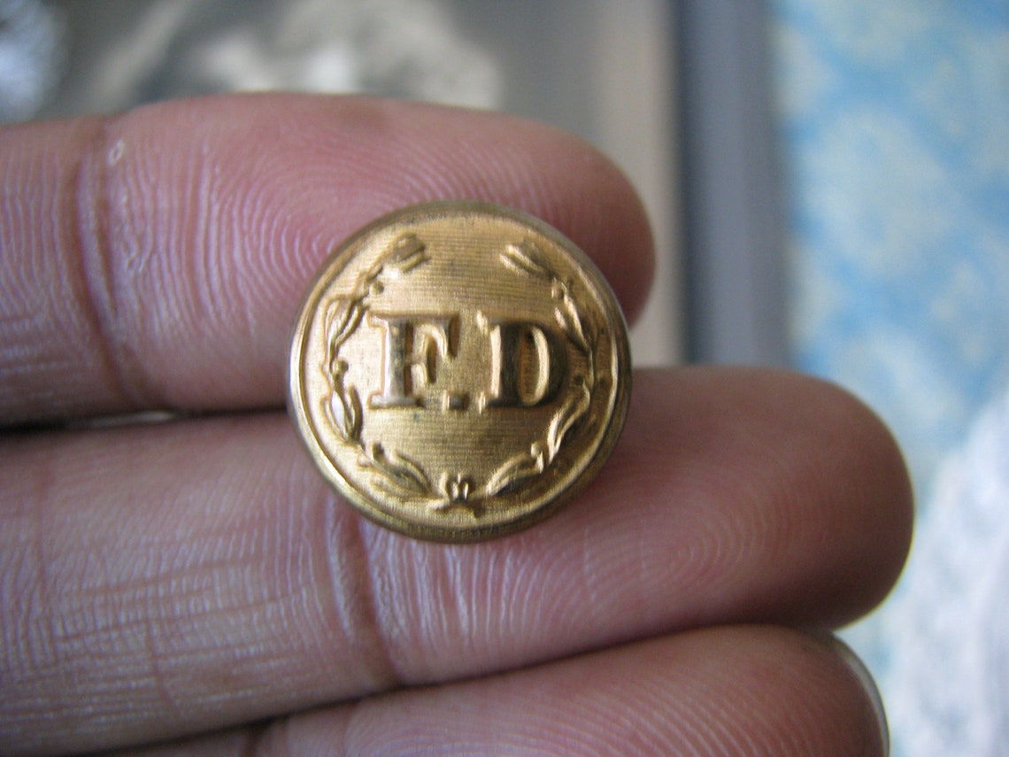 Antique Fire Department Button, Antique Brass Uniform Button, J. R ...