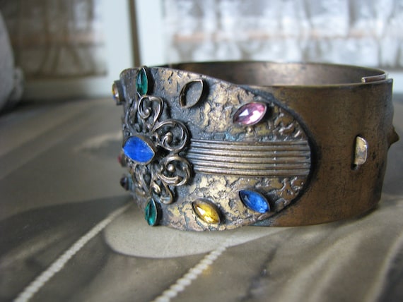 Art Deco Paste Bracelet, Colored Paste Bracelet, Vict… - Gem