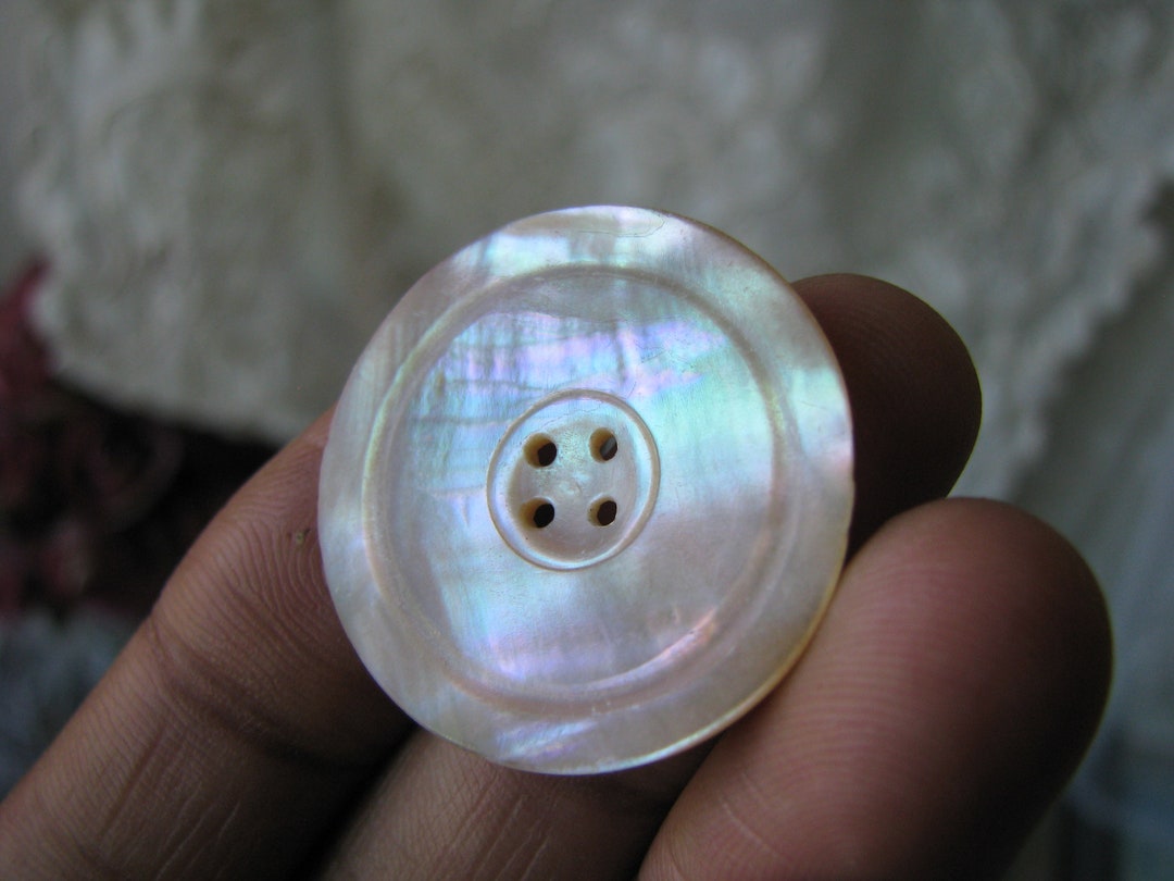 Antique Carved Shell Button, Antique Mother of Pearl Button, Pink ...