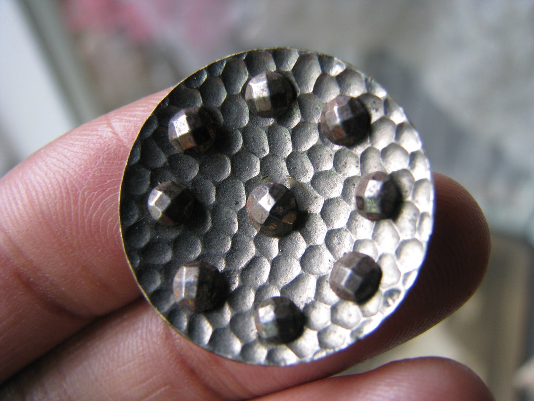 Antique Cut Steel Button, Victorian Cut Steel Button, Cut Steel Studded ...