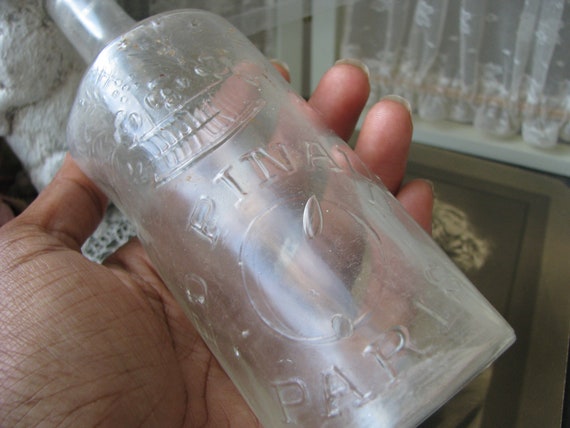 Antique Ed Pinaud Paris Perfume Bottle, Embossed Glass - Gem
