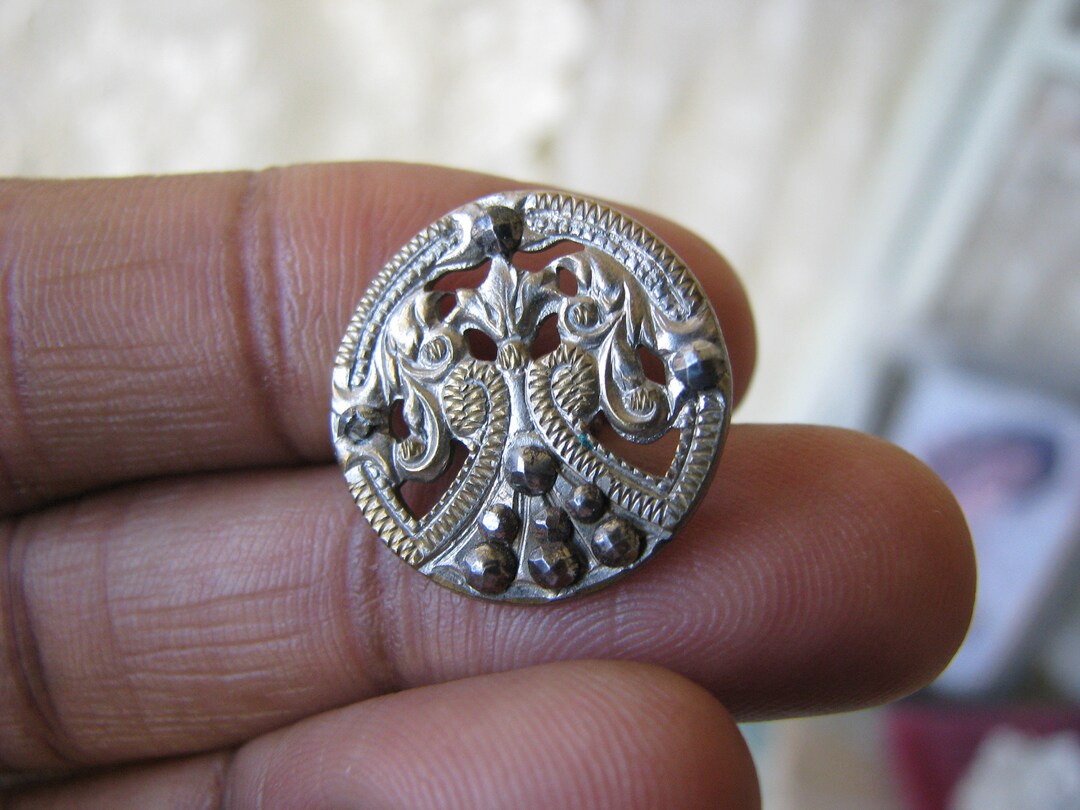 Antique Cut Steel Button, Victorian Cut Steel Button, Cut Steel OME ...
