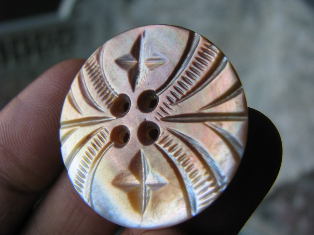 Antique Carved Shell Button, Antique Mother of Pearl Button, Mother of ...