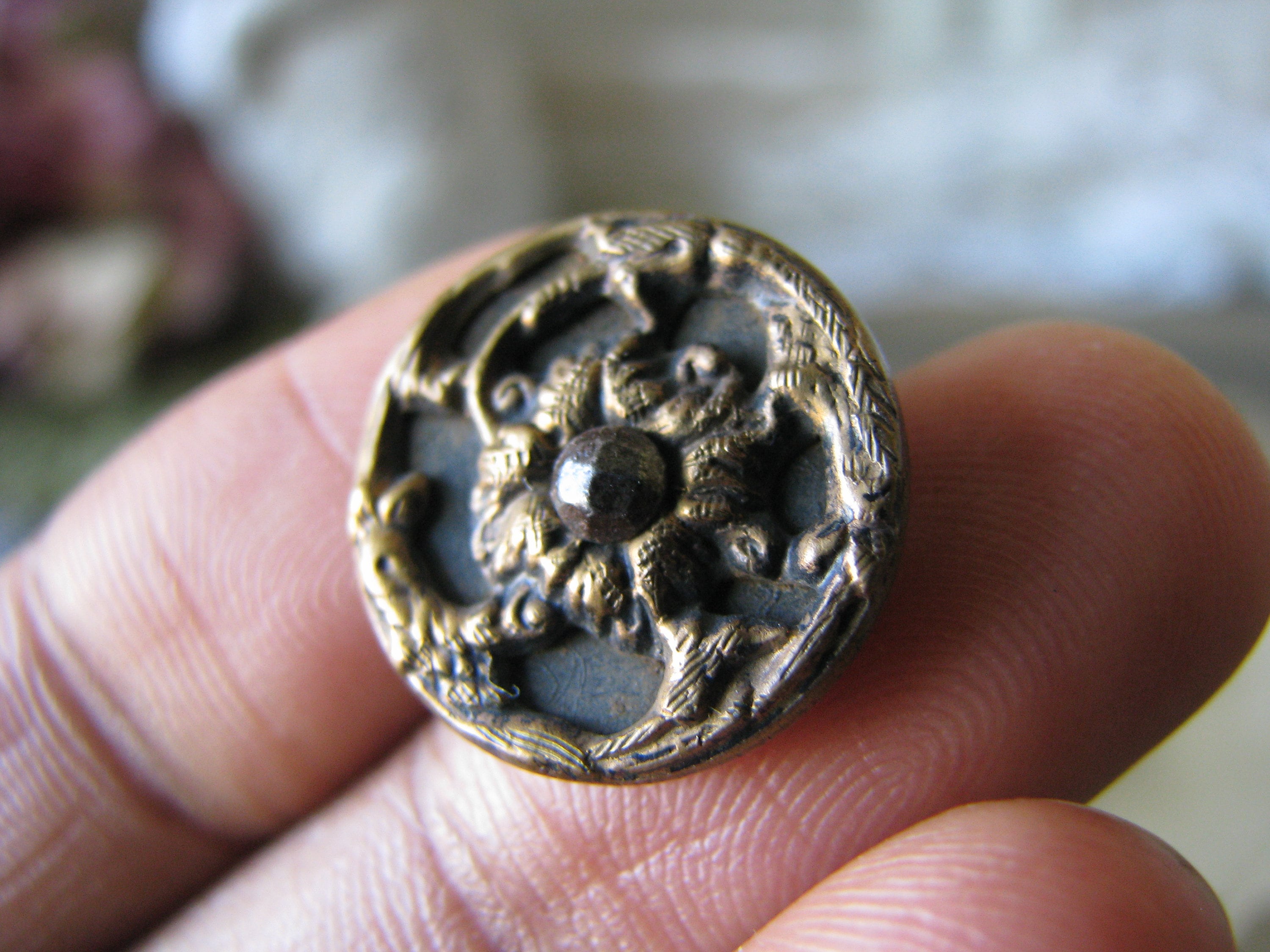 Antique Cut Steel Button Ornate Cut Steel button Antique Brass Button ...
