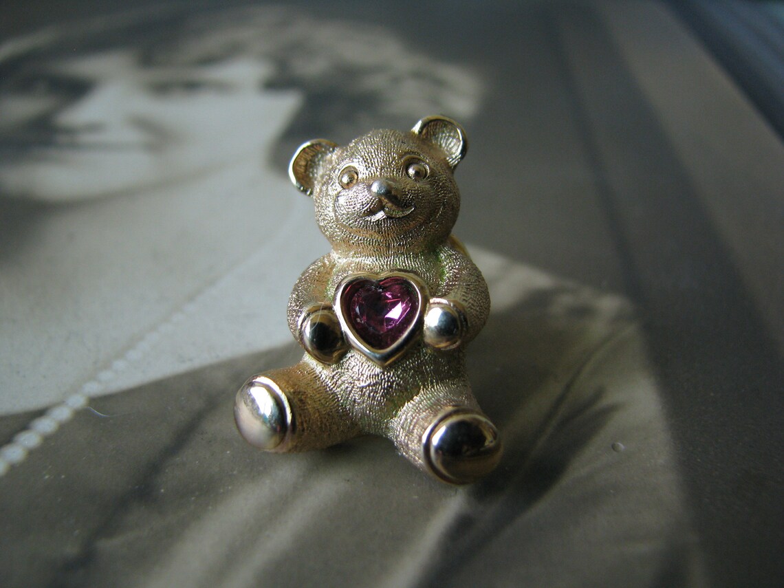 Vintage Avon Pin Avon October Birthstone Bear Heart Pin Bear - Etsy