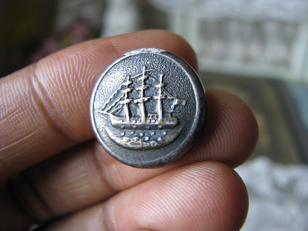 Victorian Silver Plated Ship Picture Button, Antique Sewing Notions - Etsy