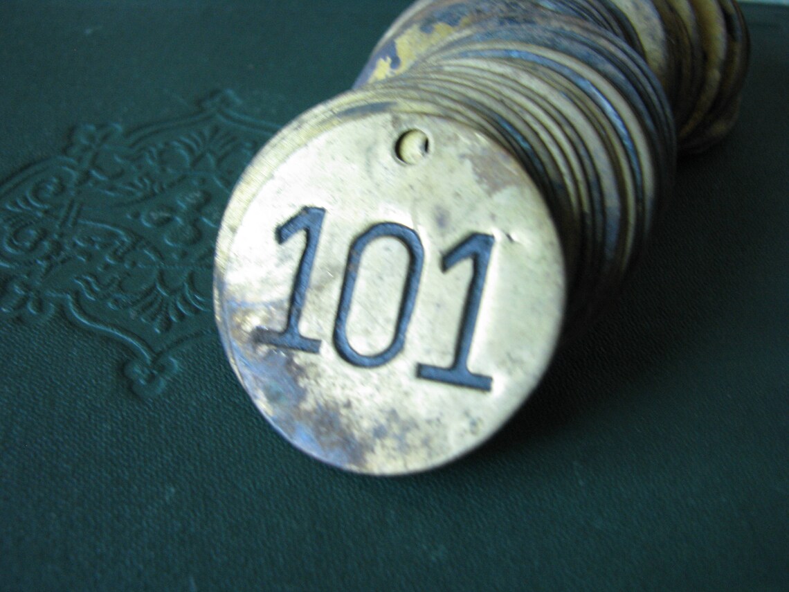 Vintage 1930's Brass Cow Tag, Vintage Numbered Cow Tag, Vintage Round ...