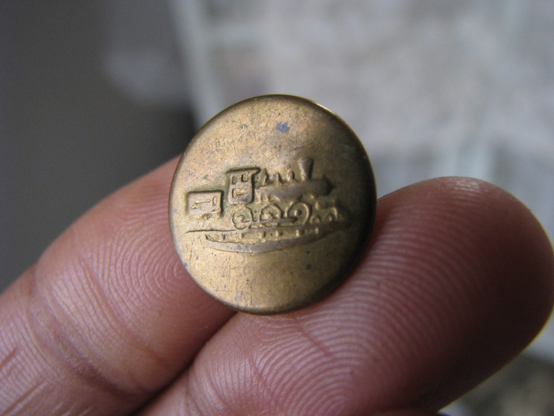 Antique Railway Button, Antique Uniform Button, Embossed Brass Button ...