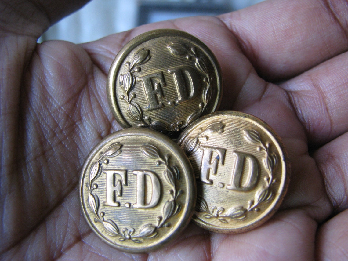 Antique Fire Department Button Antique Brass Uniform Button | Etsy