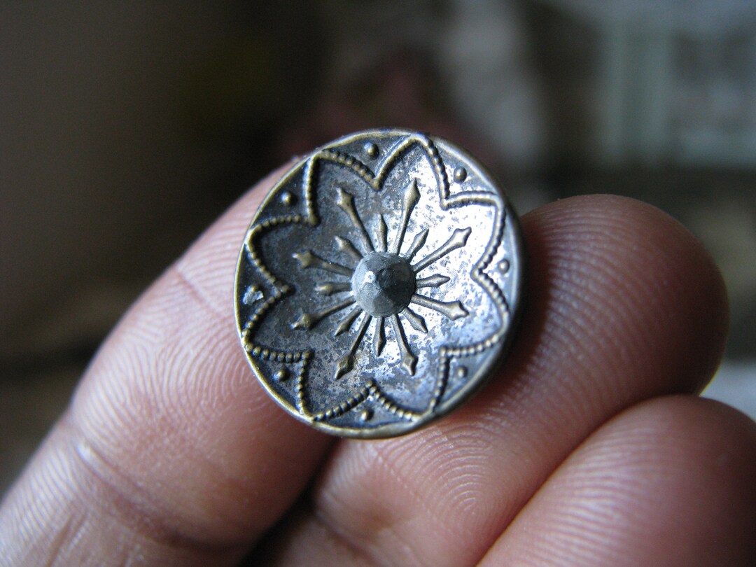Antique Cut Steel Button, Victorian Cut Steel Button, Ornate Cut Steel ...