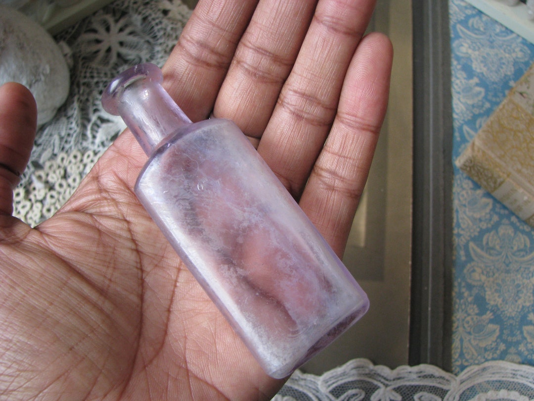 Antique Vial Bottle, Antique Miniature Bottle, Sun Purple, Glass Bottle ...