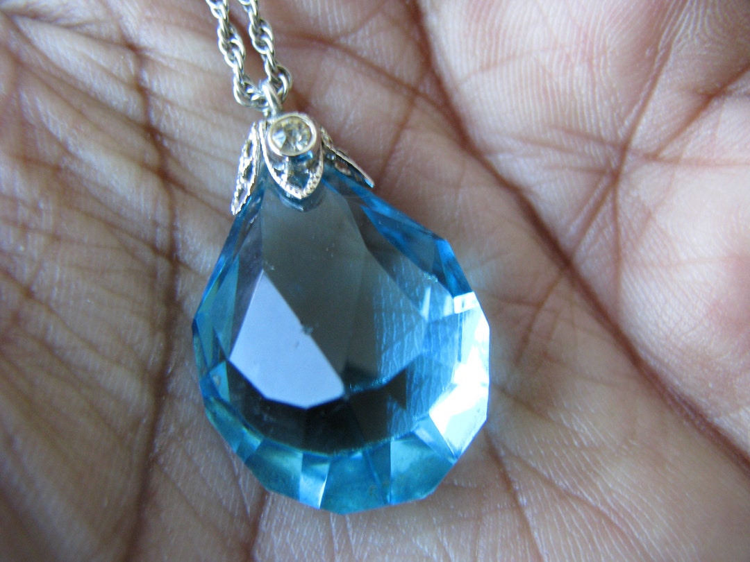 Art Deco Paste Necklace, Blue Paste Necklace, Art Deco Necklace, Art ...