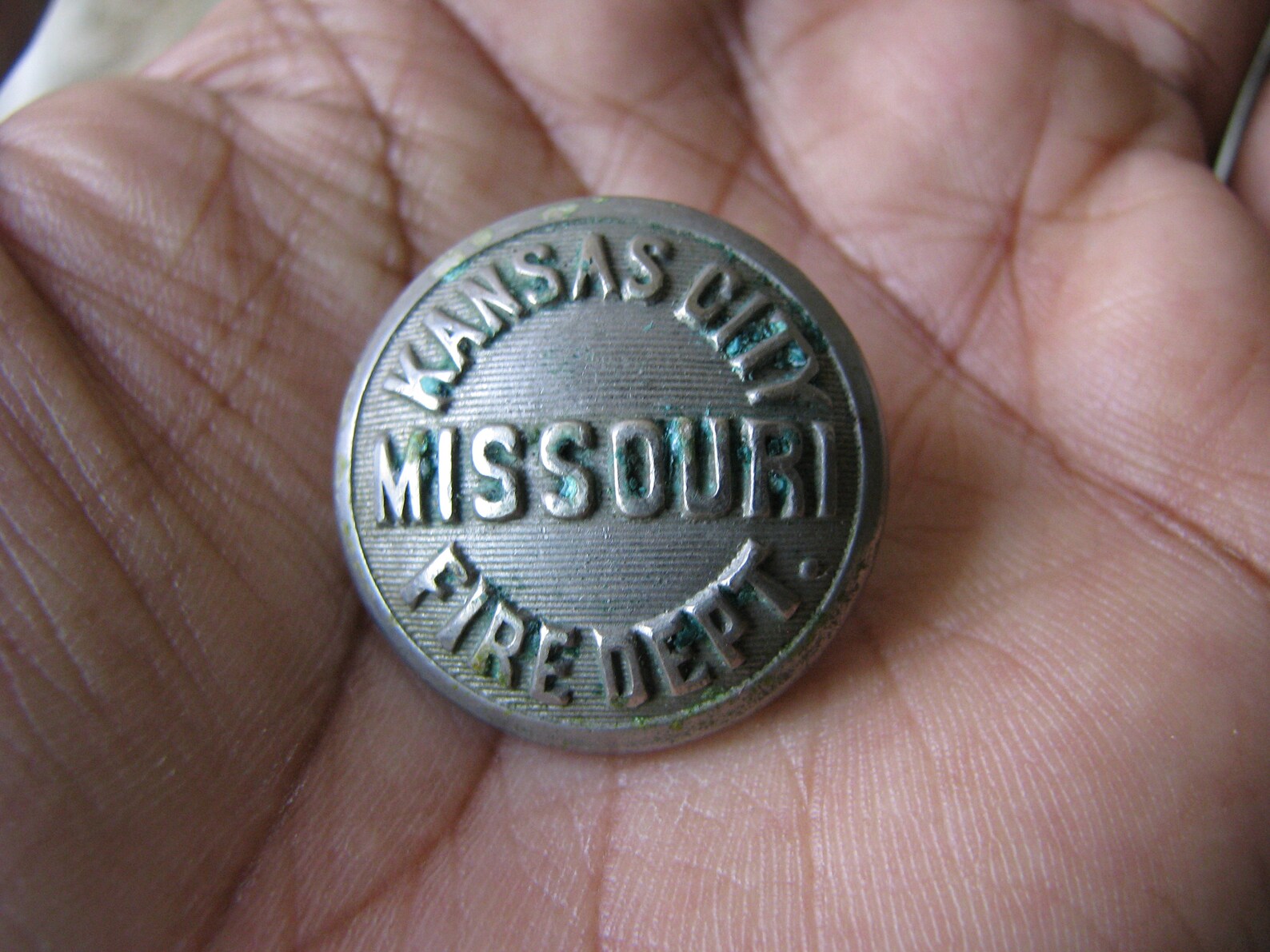 Antique Fire Department Button, Kansas City Fire Department, Charles A ...